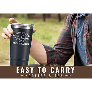Onebttl Funny Music Teacher Gifts For Men, Women - My Class is Full of Treble Makers - 20 oz/590 ml Stainless Steel Insulated Tumbler with Straw, Lid - Music Lover Musical Themed Gifts - (Black)