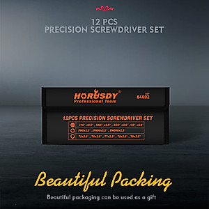 HORUSDY Precision Screwdriver Set | 12-Piece | Phillips | Slotted | Torx Star | Non-Slip Grip | Magnetic Small Screwdriver Set for Computer, Laptop, Eyeglass, Watch, Laptop, Phone