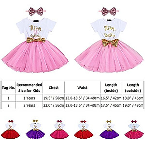 Baby Girls It's My 1st/2nd Birthday Cake Smash Banquet Fall Outfits Shinny Printed Sequin Bow Tutu Princess Dress Clothes Set 2pcs Red(2 Years)