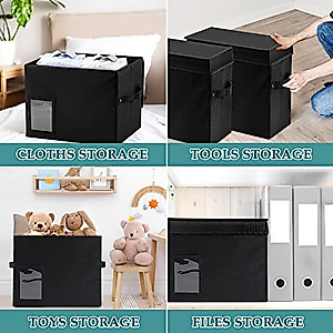 ZOOS Storage Bins with Lids and Handles, 2 Pack Large Collapsible Storage Bins for Clothes, Fabric Storage Boxes Organizer Containers with Cover for Home Bedroom Closet Office, 15.4x8.1x12.2in
