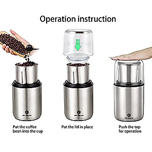 DR MILLS DM-7452 Electric Coffee Grinder,Spice Grinder Electric and chopper,detachable cup,Grinder diswash free, Blade & cup made with SUS304 stianlees steel