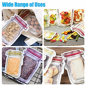 Hubosale Ziplock Bags, Hubosale Food Storage Bags, Reusable Mason Bottle Ziplock Bags, Reusable Mason Jar Ziplock Bags, Reusable Mason Jar Bags Food Storage Plastic Bags (10Set-40PCS)