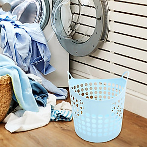 Luxshiny Flexible Laundry Baskets, 30l Hollow Plastic Laundry Hamper Washing Basket Clothes Storage Bin Sundries Organizer with Carrying Handles for Bathroom