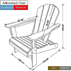 Williamspace Adirondack Chairs Set of 2, Lifetime Outdoor Adirondack Chair Oversized Fire Pit Chair, Weather Resistant HDPE Patio Chair Easy Installation for Garden, Poolside, Backyard, Beach (Red)