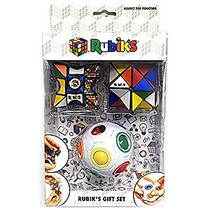 Rubik's Cube 3-Piece Gift Set (Rainbow Ball, Magic Star Puzzle and Magic Star Spinner) Pocket Educational and STEM Toy, Brain Teaser, Stress Relief, Fun, Additive Fidget Toys For Adults, Teen and Kids