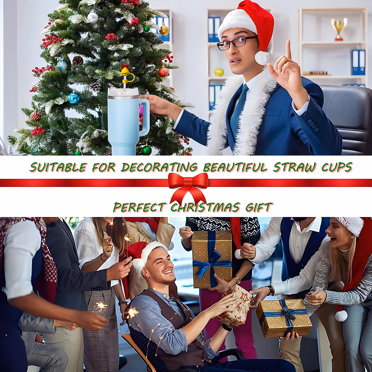 Straw Cover Cap for Stanley Cup, 8pcs 10mm 0.4in Diameter Reusable Dust-Proof Straw Topper Compatible with Simple Modern and Tumbler with Lid and Straw, Christmas Gifts