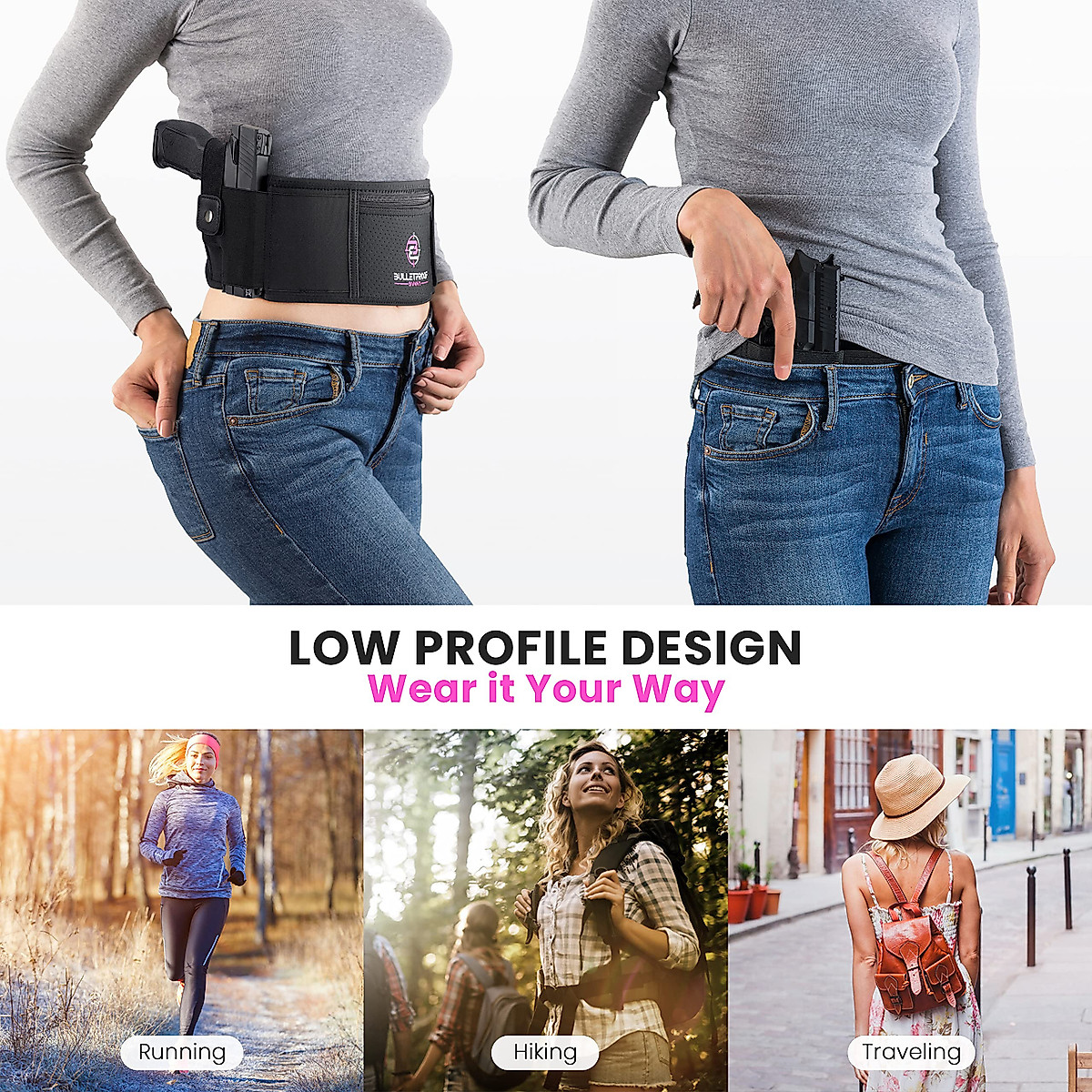 Belly Band Holster for Concealed Carry - Gun Holster for Women - Fits Glock, Smith Wesson, Taurus, Ruger, Sig, and More -Breathable Neoprene Waistband Holster for Most Pistols and Revolvers