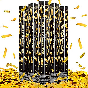 Gold Confetti Cannon Party Poppers,15 Inch+Longer Confetti Poppers(5 Packs)Confetti Shooters for Birthday Wedding Celebration Photo Shoot New Year's Eve confetti Gun