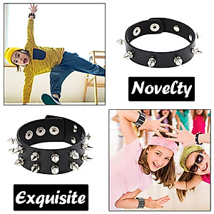 6 Pieces Punk Studded Bracelet Goth Bracelet Leather Rivets Spike Bracelet Cuff Adjustable Metal Wristband Gothic Accessories for Men Women Halloween