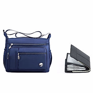 A bundling of cross-body shoulder bags and RFID card wallet for ladies(blue-small)