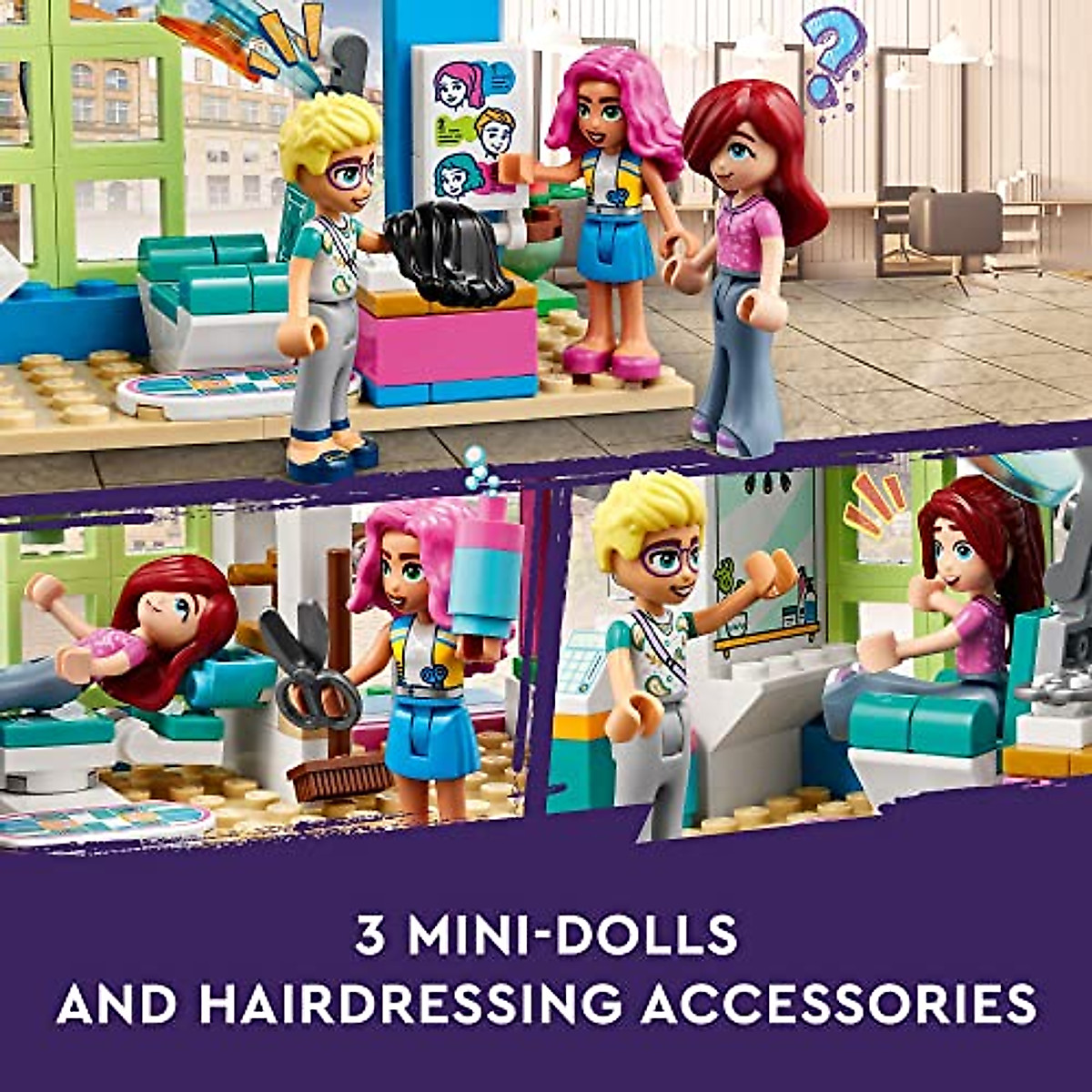 LEGO Friends Hair Salon 41743 Building Toy, Hairdressing Set with Paisley and Olly Mini-Dolls, Spa Toy with Accessories for Creative Pretend Play, Idea for 6 Year Old Kids