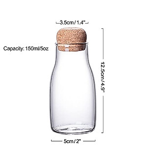 IVAILEX Glass Jars with Cork Lids, Candy Jar with Lid, Coffee jar for Counter, Cookie Jar with Airtight Lids, Clear Glass Jar for Candy, Tea, Coffee Bean, Sugar, Spices, Apothecary etc(150ml/5.07oz)