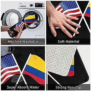 American and Colombia Flag Non-Slip Mat 20x31in Suitable for Home Kitchens and Offices