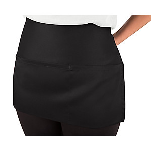 KNG Waitress Apron with 3 Pockets – 11 inch Waist Apron - Black