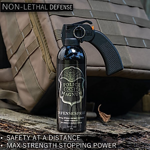 Police Magnum Large Pepper Spray Fogger- Home Defense Security- 25ft Range- Made in The USA- 1 Pack Pistol Grip (16oz)