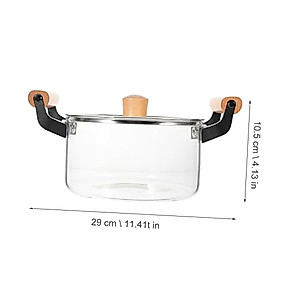 LIFKOME Glass Saucepan with Cover, Glass Pots for Coolikng withLid 2. 5 Cooking Pot with Cover Double Handles Stovetop Glassware for Soup, Milk, Pasta