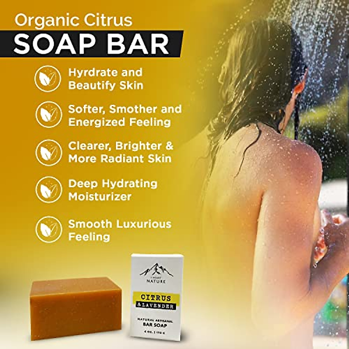 iHeart Fresh and Fragrant Citrus Lavender Soap Bar - Long Lasting Rich Creamy Lather - Face & Body Wash for Men and Women - Large 6 Ounce