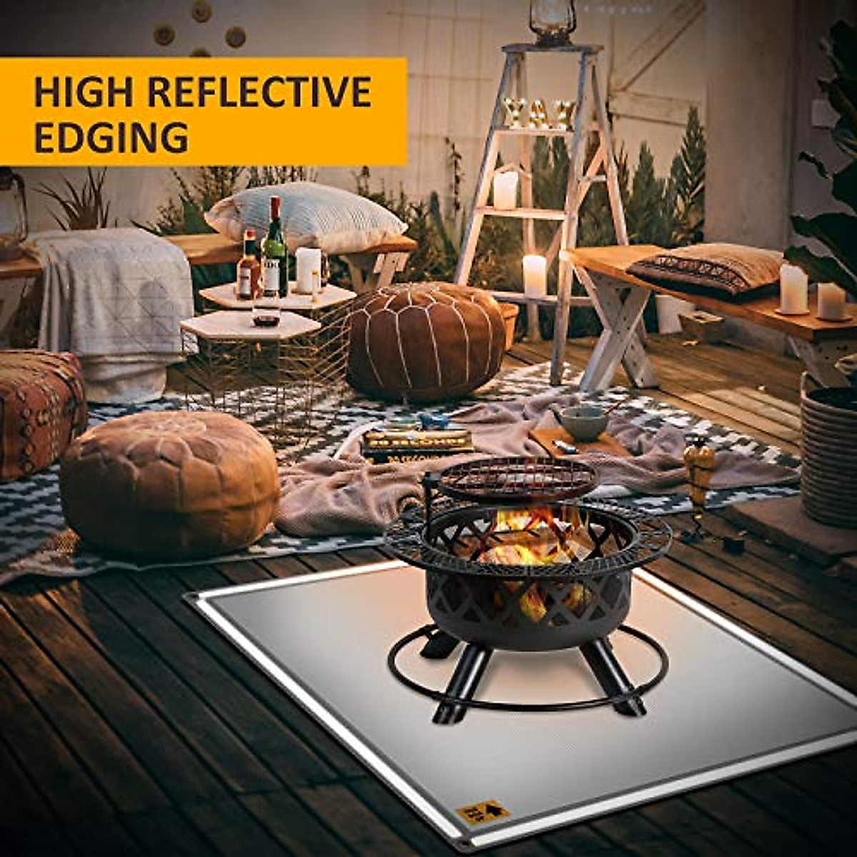 Semmiro 40" x 40" Square Fire Pit Mat, 3-Layer Fireproof Grill Pad ...