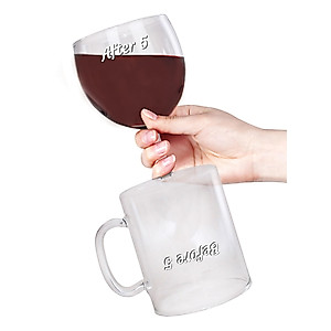 BigMouth Inc. The Before & After 5 Coffee & Wine Glass, 2-In-1 Reversible Novelty Coffee Cup & Wine Glass