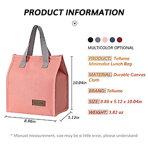 TELLUMO Lunch bag, Insulated Lunch Bag for Women Men Kids Large Lunch Box Container Reusable Leakproof Tote for Office, Work, School, Beach or Travel (Minimalist Pink)