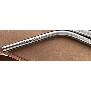 CocoStraw 10 Reusable Straws - Stainless Steel Drinking - Set of 10 + Cleaner - Eco Friendly, SAFE, NON-TOXIC non-plastic- CocoStraw Brand