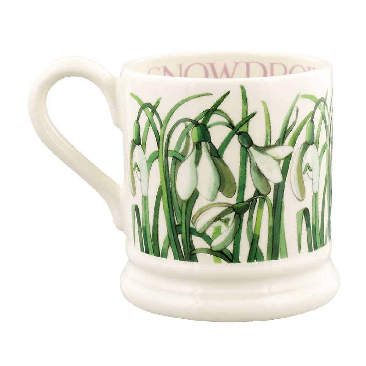 Emma Bridgewater Handmade Ceramic White Snowdrops Flower Gift Half-Pint Coffee and Tea Mug