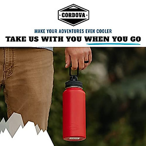 Cordova Outdoors Water Bottle - Double Wall Stainless Steel, Powder Coated, Twist-Off Easy Drink Lid with Carry Handle, Illuminating, 32 oz