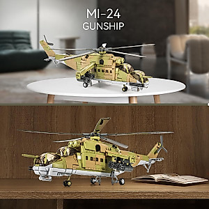 DAHONPA MI-24S Helicopter Medium Utility Military Army Airplane Building Bricks Set, 850+ Pieces Air-Force Build Blocks Toy, Gift for Kid and Adult
