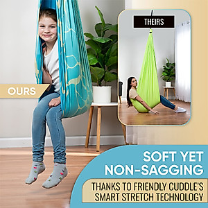 Indoor Sensory Swing for Kids or Outdoor – Holds 300lbs, Double-Layer, & 360° Swivel, Calming Compression Therapy Swing Hammock for Kids & Adults with All Hardware – Sensory-Motor Toys & Gifts