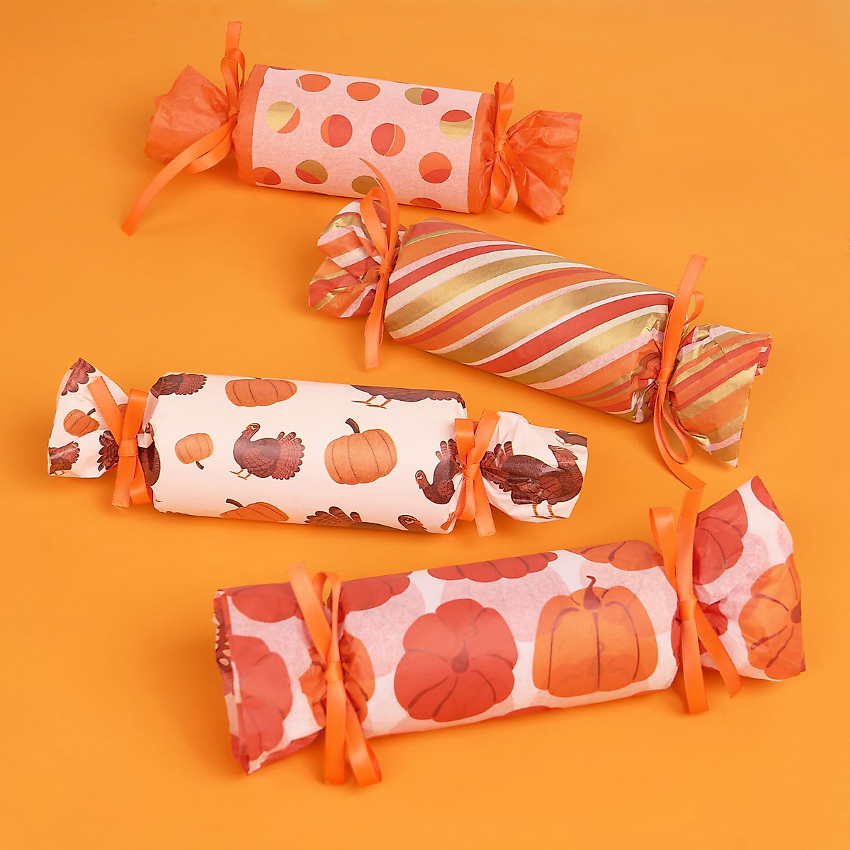 Paper FAIE 100 Sheets Thanksgiving Fall Gift Tissue Paper Bulk, Pumpkin Turkey Polkadots, Gold Orange Gift Wrapping Paper for Gift Bags Box, Flower, Autumn Harvest Decoration Gift Packaging, 20x14''