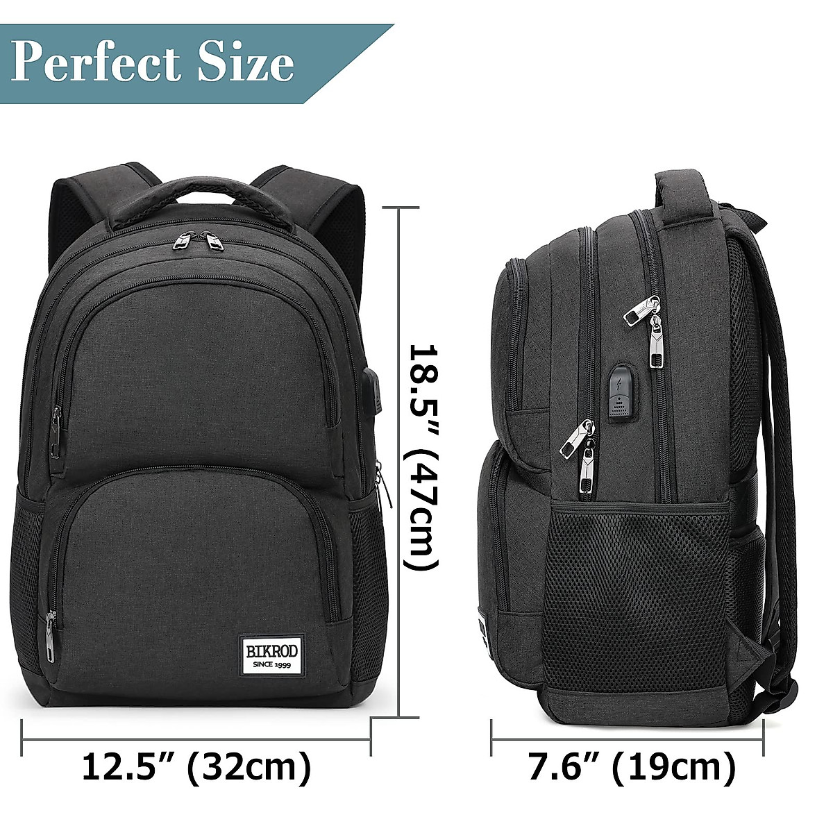 Travel Laptop Backpack, School Backpacks for Teens ,Computer Bag with USB Charging Port Fits 15.6 Inch Laptop, Water Resistant Durable Bookbag, Business Anti Theft Back Pack Gifts for Men Women, Black