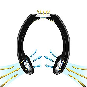 Mini Portable USB Air Conditioner Fan, Hanging Neck Air Cooler Smart Sport USB Fan, Hanging Neck Cooler Physical Cooling, Travel Wearable Necklace Fan (Black)