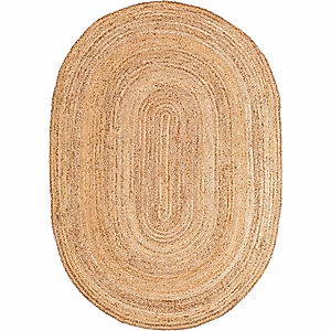 VDS Pack of 1, Oval Hand Woven Braided Jute Area Rug 2x4 feet, Natural Reversible Rug for Home Decor, Living Room, Kitchen, Entryway Rug, Door Mat, Farmhouse Rustic Boho Accent Rug (2'x4')