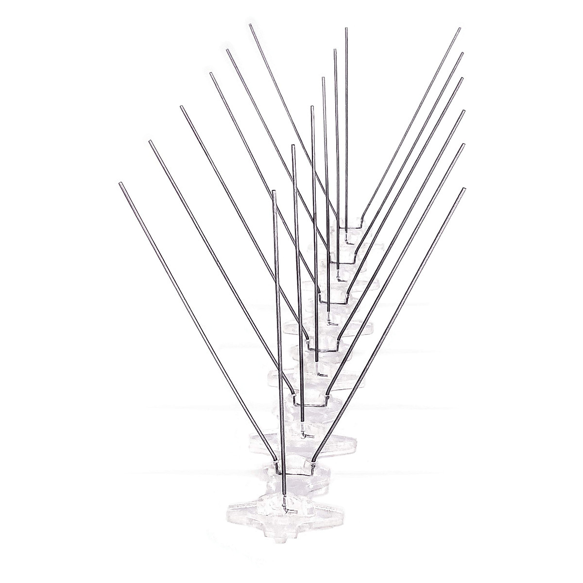 Bird Barrier Bird-Flite Stainless Steel Bird Spikes | Metal Pins Strips with Plastic Base, Clear Glue Adhesive Included - Wide (5in) - 10 Ft. Length