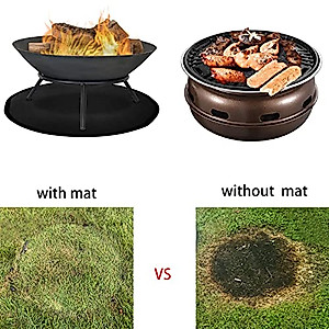 YWWQYBYQ 24" Fire Pit Mat,Round Grill Mat for Outdoor Grill Deck Protector, Double-Sided Fireproof BBQ Grill Mat, Oil-Proof Waterproof Under Grill Mat Black