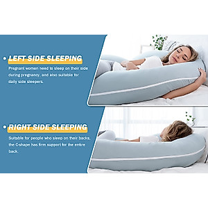 INSEN Pregnancy Pillow,Maternity Body Pillow with Velvet Cover,C Shaped Body Pillow for Sleeping (Green Jersey)