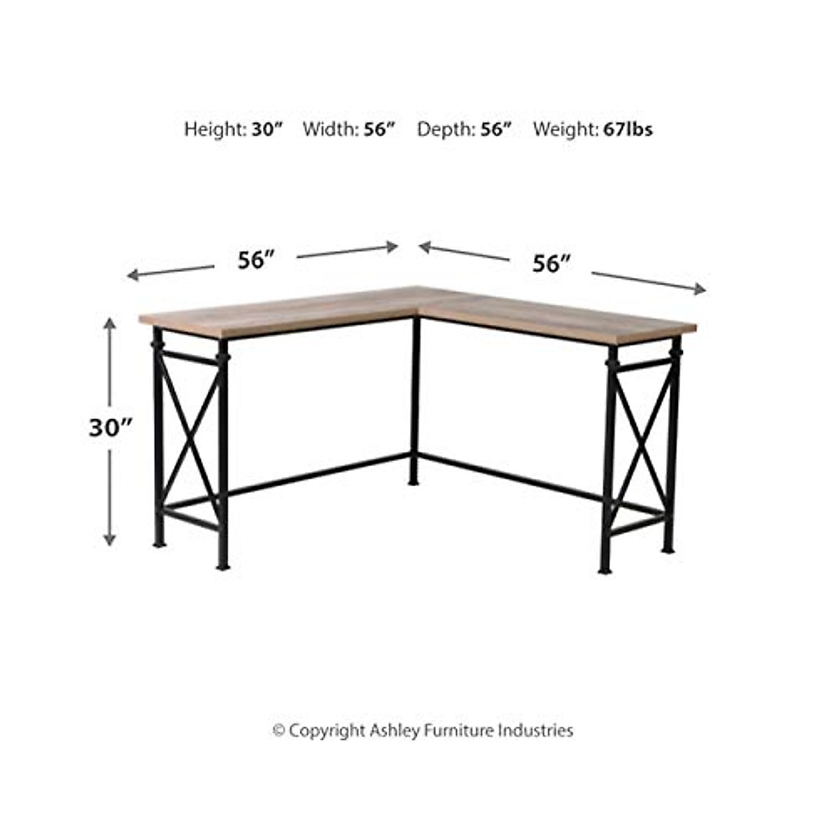 Signature Design by Ashley Jaeparli Modern Farmhouse Home Office L Shaped Desk, Brown