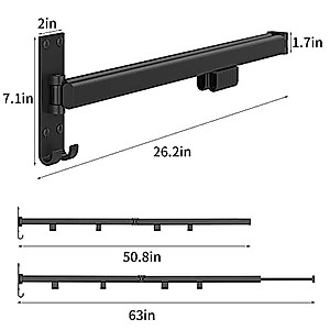 GANCHUN Wall Mounted Space-Saver Clothes Hanger, Clothes Drying Rack, Retractable Folded with Towel Bar,Strong Load-Bearing Easy Installation Design, Balcony, Mudroom, Laundry, Bedroom