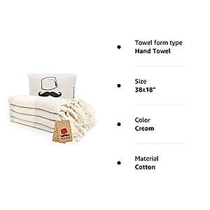 Turkish Hand Towel Set of 4 Diamond Peshtemal Towel 100% Cotton 38x18" Light Weight Thin Quick Dry Hand Hair Gym Face Bath Tea Kitchen Dishcloth Set Decorative Towels for Bathroom (Cream)