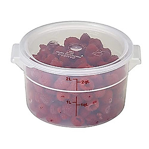 Lumintrail Cambro 2 Quart Round Food Storage Container, Translucent, with a Translucent Lid, Bundle with a Measuring Spoon Set