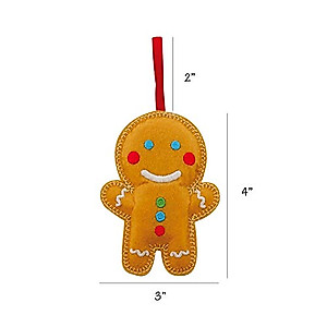 Christmas Ornaments - Set of 6 Plush Felt Handmade Hanging Decorations in Santa, Gingerbread Man, Mitten, Elf Shoe, Ugly Sweater, Stocking Design for Trees and Advent Calendars - Approx. 3.5" Each