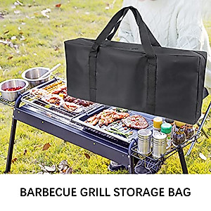 LNQ LUNIQI BBQ Tools Carry Bag,Large Capacity Oxford Grill Tool Carry Bag, Waterproof Outdoor BBQ Grill Accessories Bag for Picnic Cooking Camping Trip (Black,24.8x 5.12 x 9.45inch)
