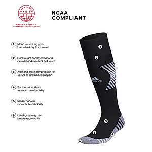 adidas Team Speed 3 Soccer Socks (1 Pair), Black/White, Large