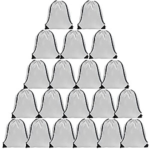 GoodtoU Drawstring Backpack Bulk, 20 Pcs Draw String Bags Cinch Bag Drawstring Gym Bag Sackpack Drawstring bags for Women Men, White