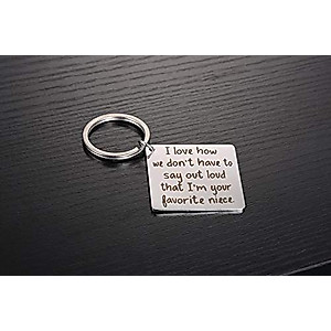Ukodnus Keychain for Aunts and Uncles, I'm Your Favorite Niece Keychain, Stainless Steel, White, Unisex Gift for Birthdays, Christmas, Valentine's Day