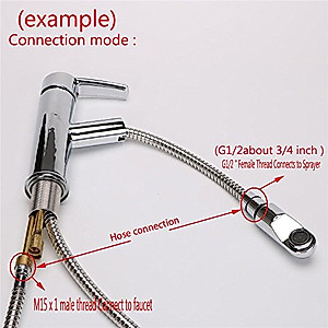 Weirun Kitchen 59-Inch or 150CM Pull Down Sink Faucet Replacement Pull Out Spray Head Hose Stainless Steel, Brushed Nickel