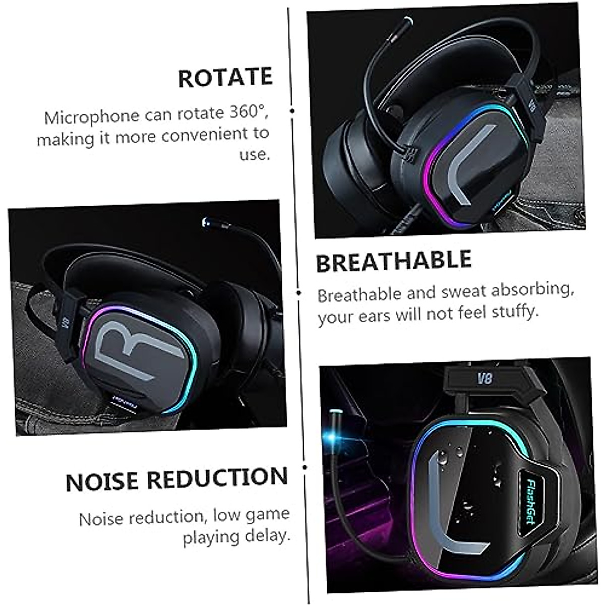 PATINS Wireless Gaming Headset Headset Headset Wired Noise Cancelling Headphones Black Headphones Cord Headphones Laptop Headphone Single Sided Computer Headphone Earbuds Light
