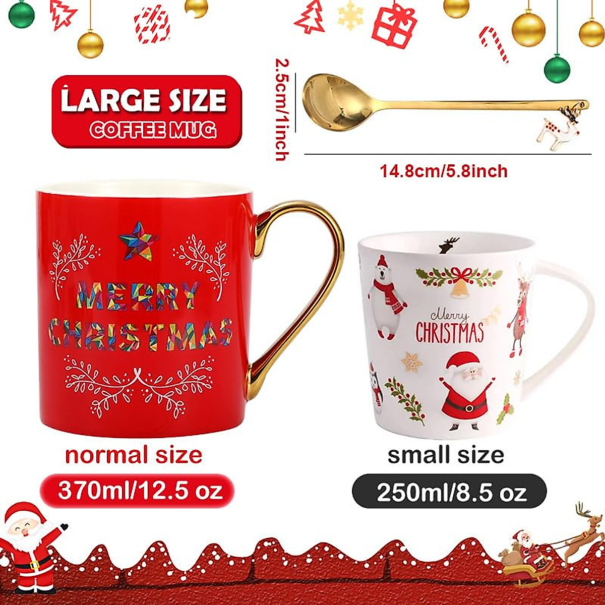 FLLETY Coffee Mug,Tea Cup Set,Coffee Cups Ceramic Travel Mug, Mug With Saucer And Spoon,Halloween Mugs With Gift Box For Women - Christmas Gift,Mothers Day Gifts