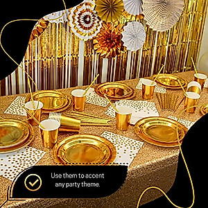 FAMASTON 150-pack Biodegradable Gold Paper Straws - Disposable Drinking Gold Straws - Gold Sticks for Cake Pops in Birthday, Anniversary, Wedding, Holiday Celebrations, Party Decor, and Supplies