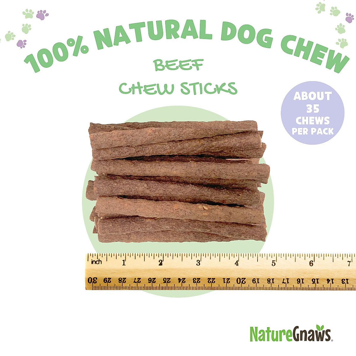 Nature Gnaws Beef Chew Sticks for Dogs 1LB - Premium Natural Dog Treats - Limited Ingredient Long Lasting Rawhide Free Dental Chews